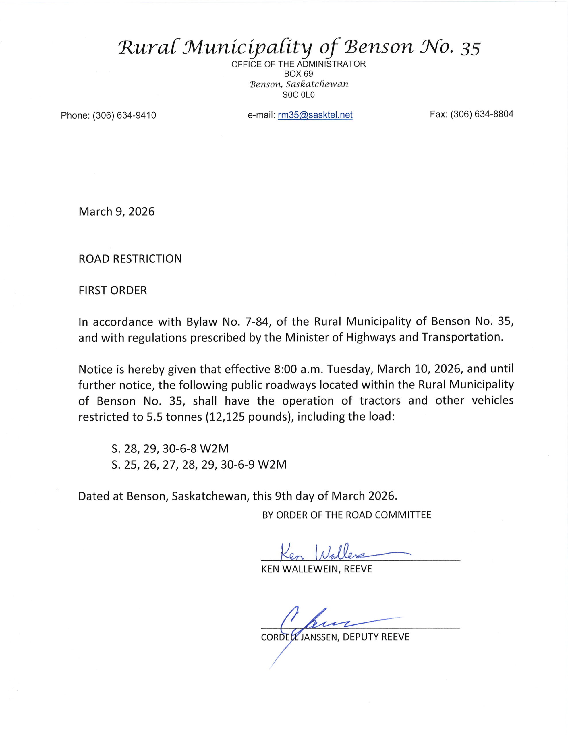 RM of BENSON – RM of BENSON